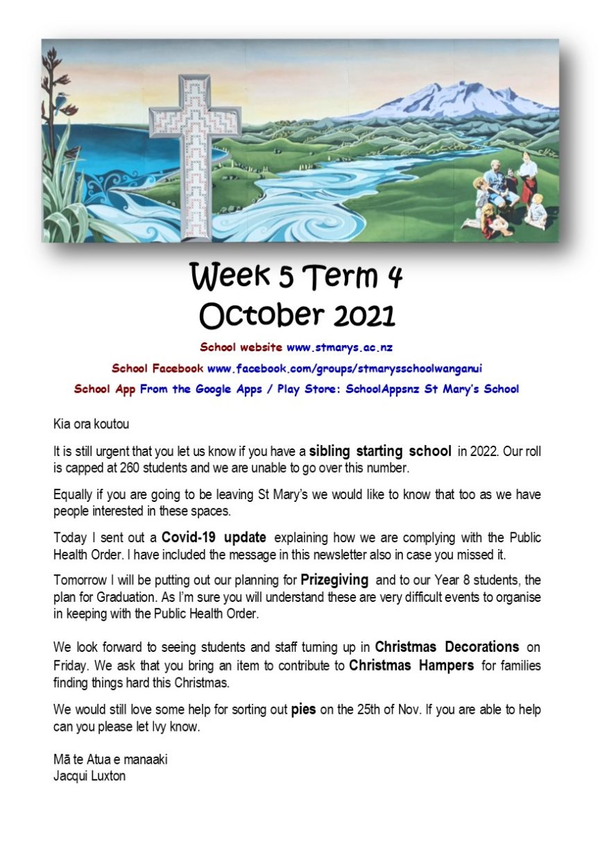 Term 4 2021 Week 5 News - St Marys School